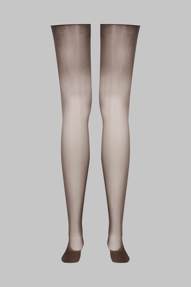 Glossy cut and curled stockings 20D - Brown - LEGWEAR – Maison Close US